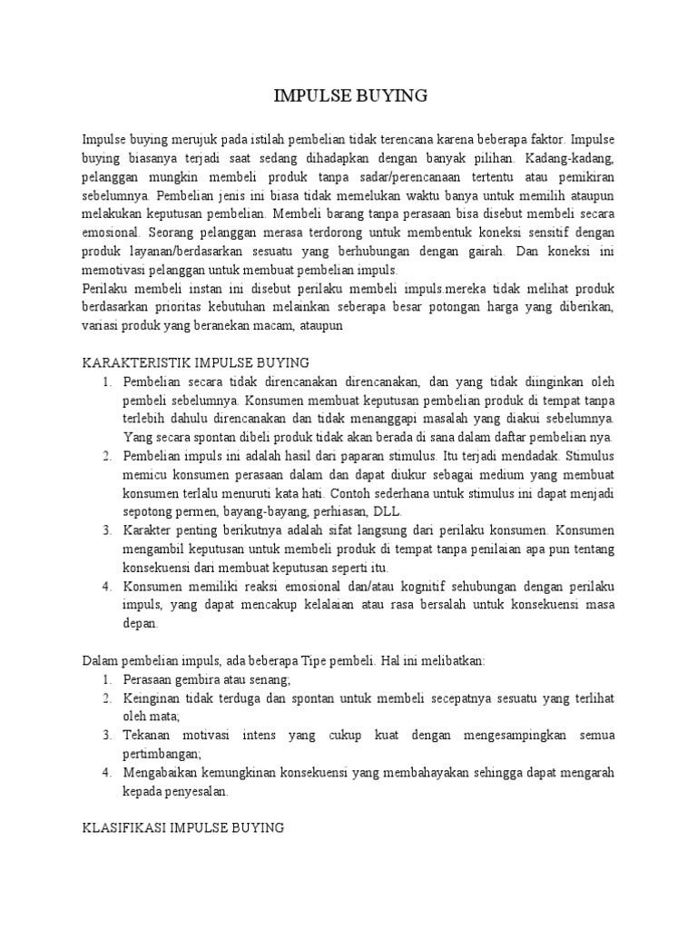 Impulse Buying | PDF | Pengembangan Diri