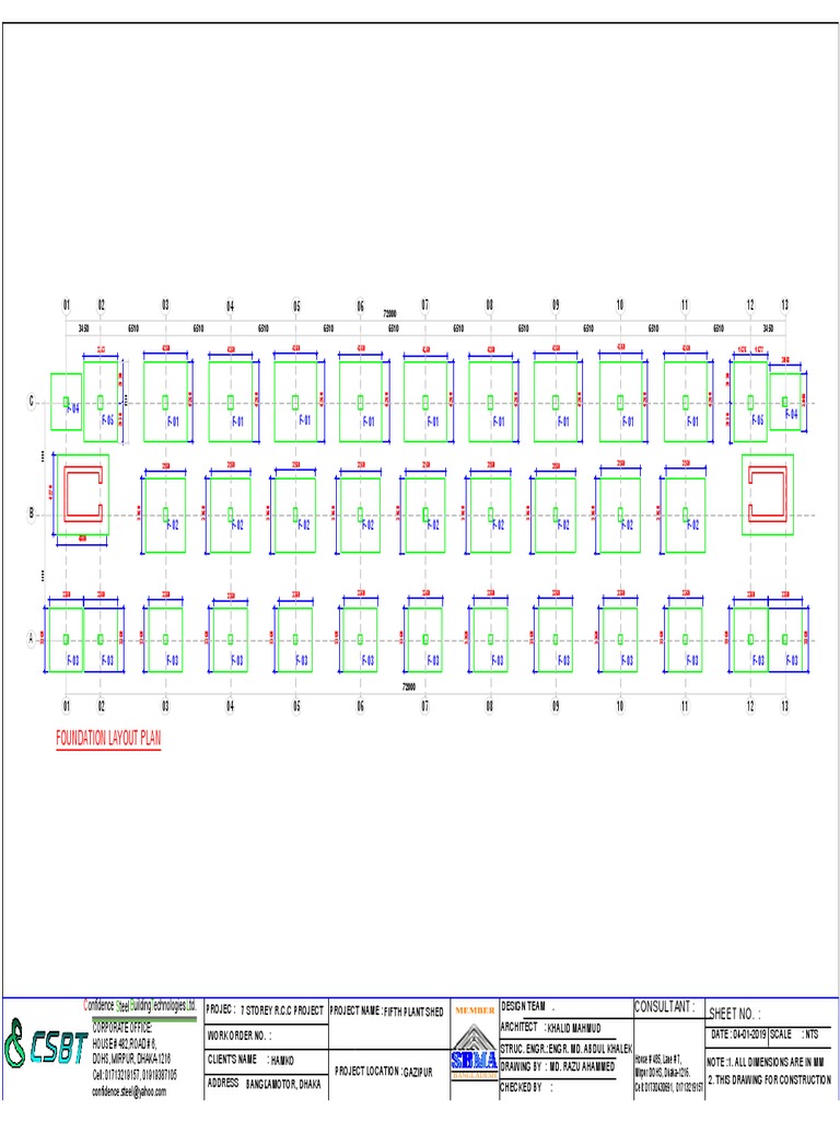 Foundation Layout Plan: B S T L | PDF