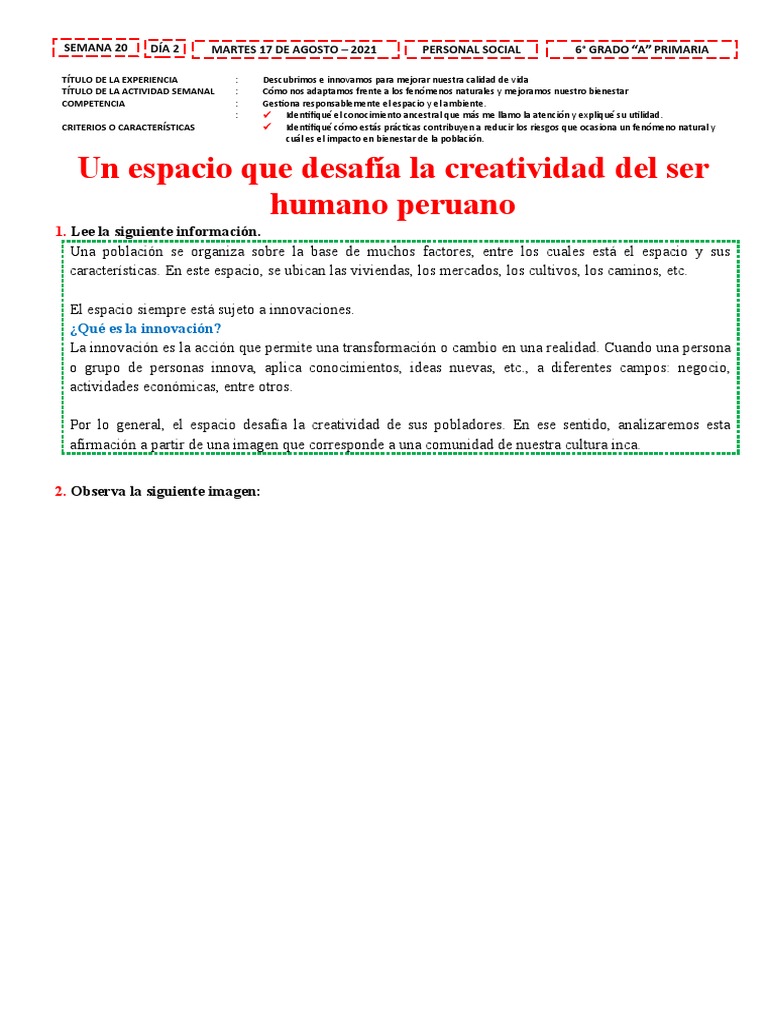 Un Espacio Que Desafía La Creatividad Del Ser Humano Peruano | PDF ...
