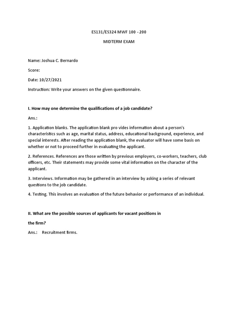 Determining Job Candidate Qualifications and Sources of Applicants | PDF