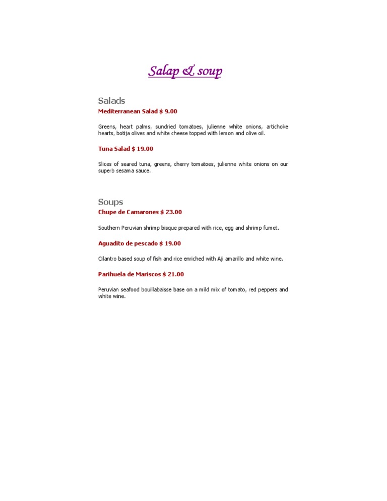 Salap Soup | PDF