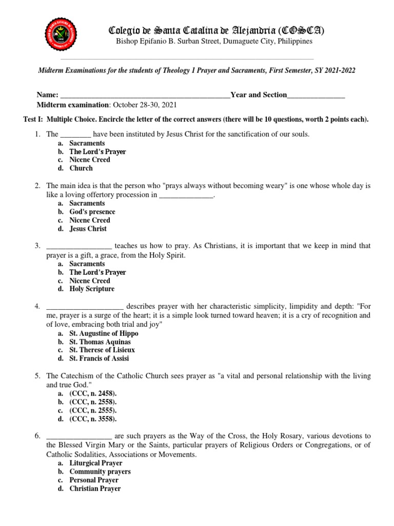Colegio de Santa Catalina de Alejandria (COSCA) | PDF | Catholic Church ...