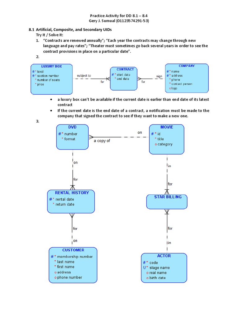 Oracle Academy - Database Design 8 Practice Activities - Answers | PDF