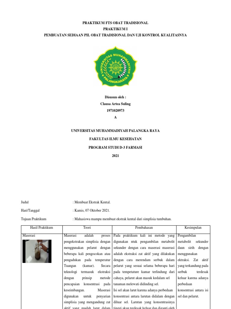 Ekstraksi Obat Tradisional: Maserasi, Perkolasi, Soxhletasi | PDF