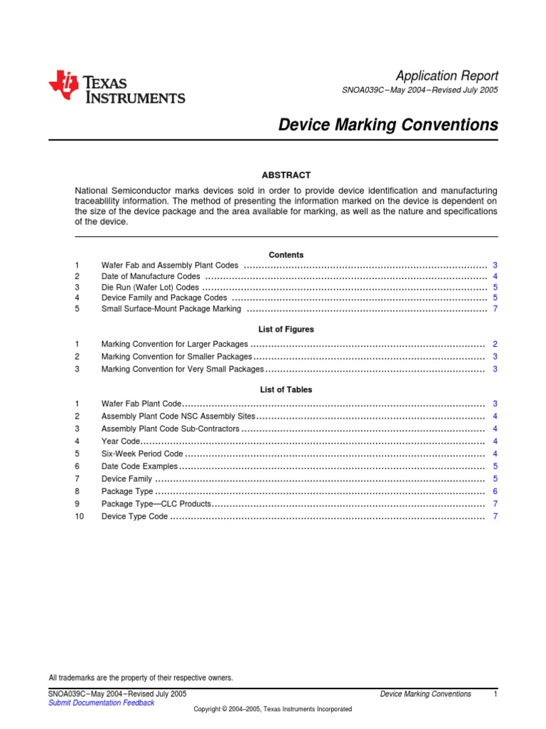 TI - Device Marking Conventions Rev C | PDF | Semiconductor Device ...