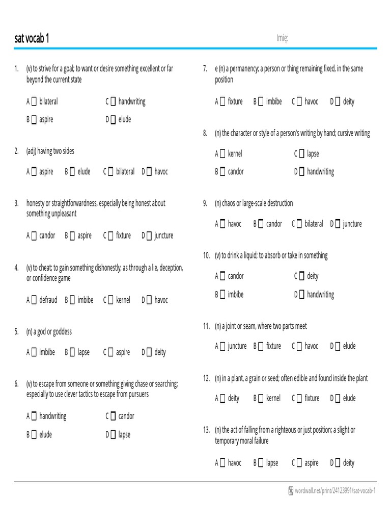Sat Vocab 1 Test | PDF