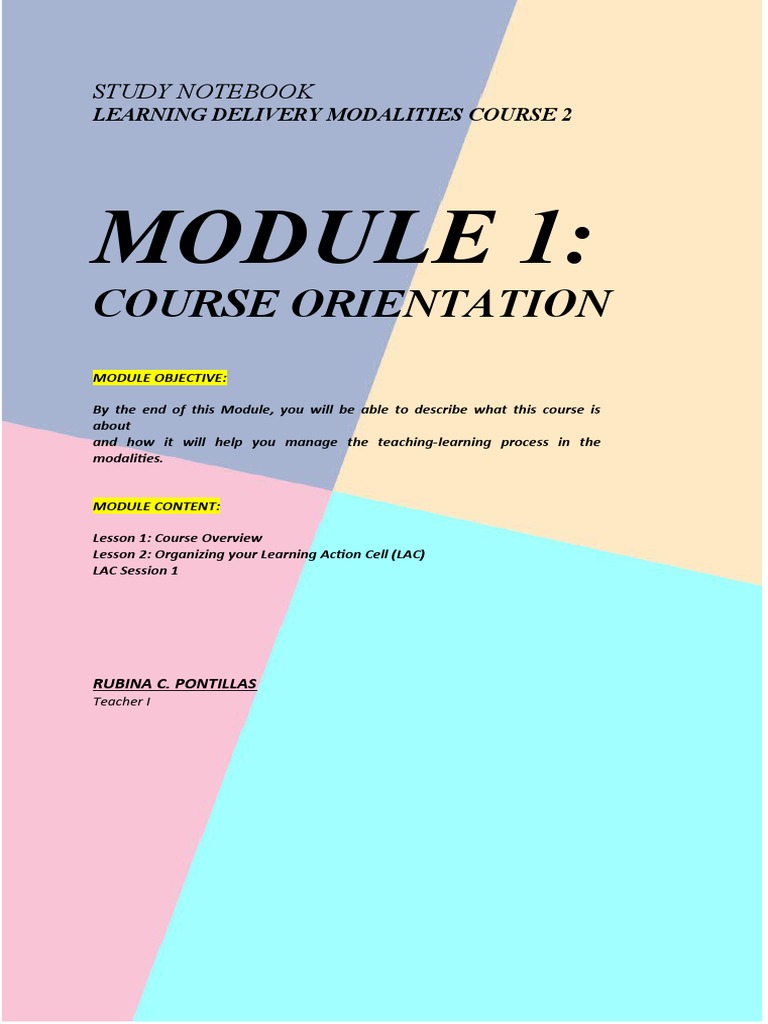 Course Orientation: Study Notebook | PDF | Learning | Teachers