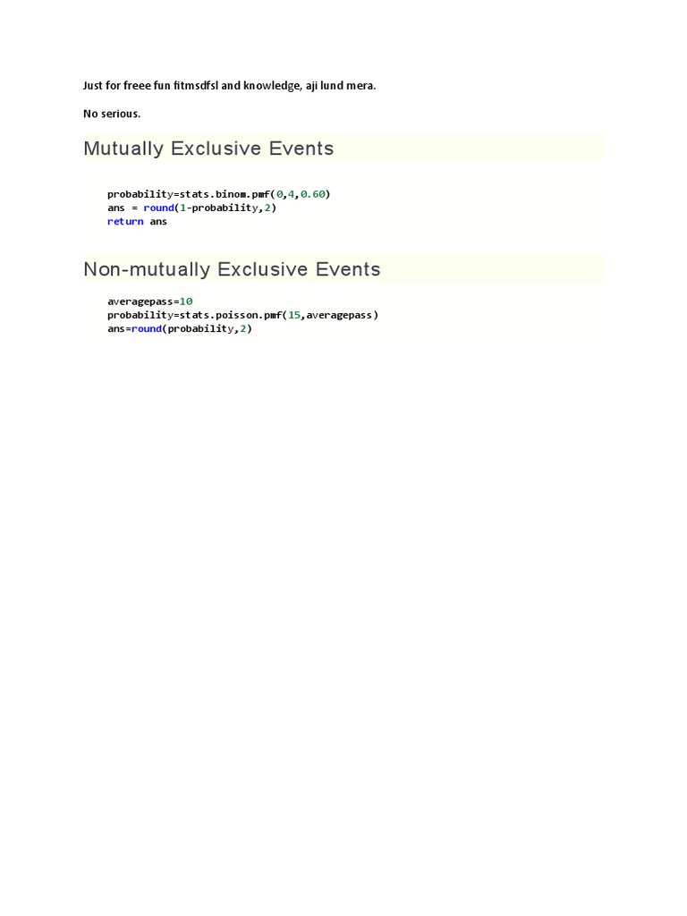 Mutually Exclusive Events: Just For Freee Fun Fitmsdfsl and Knowledge ...