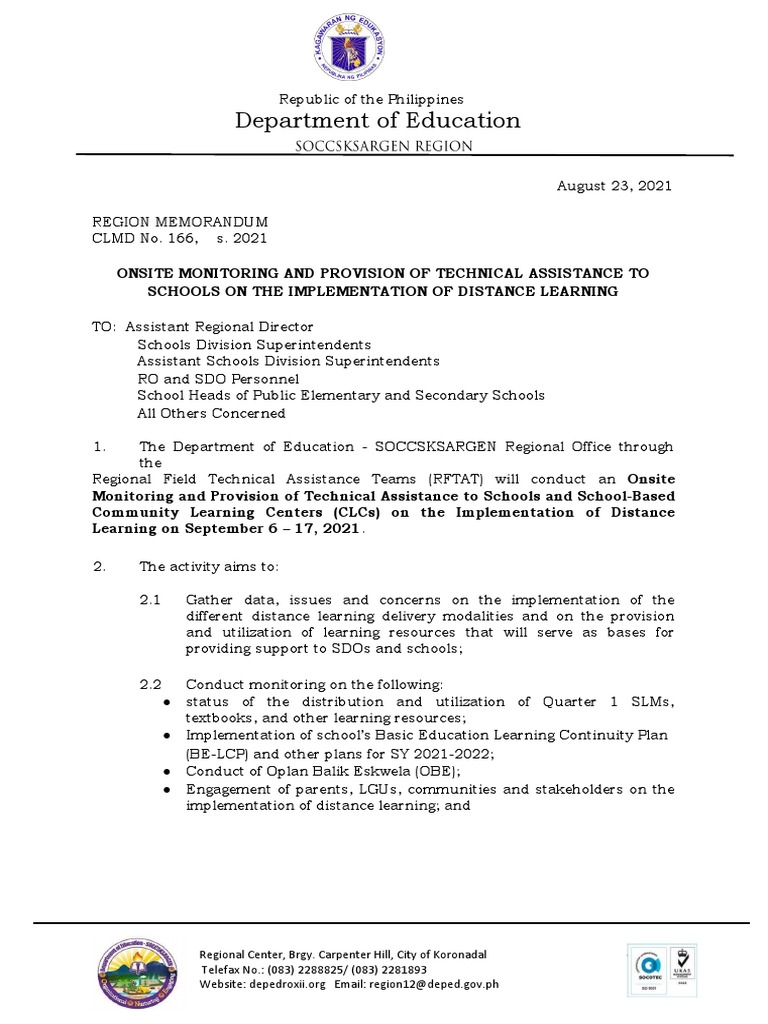 Onsite Monitoring for Distance Learning | PDF | Learning