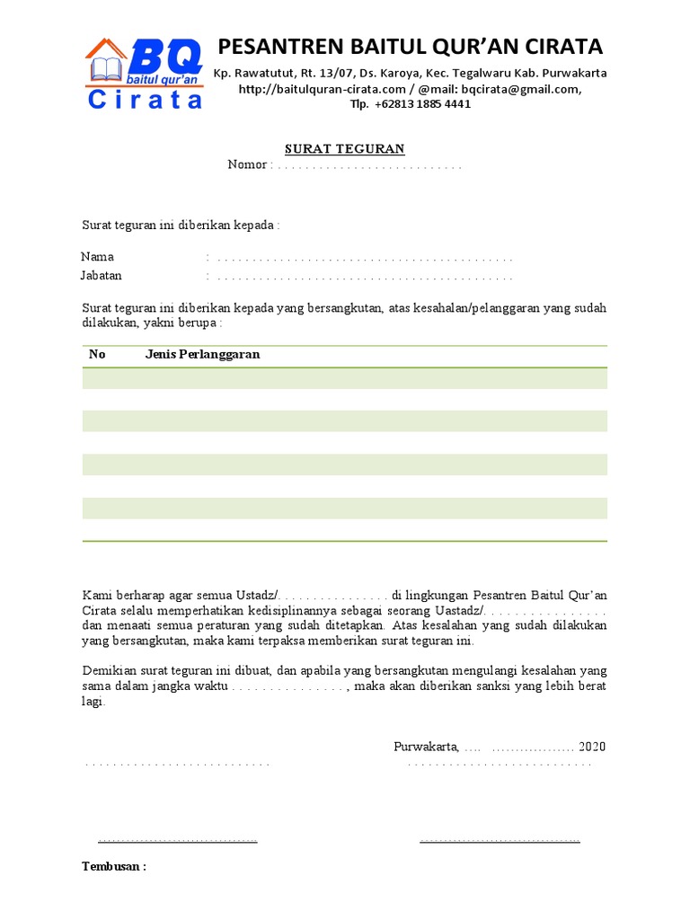 Format Surat Peringatan | PDF