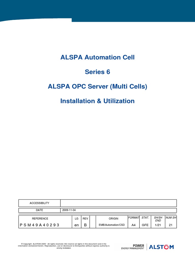 ALSPA Automation Cell Series 6 ALSPA OPC Server (Multi Cells ...