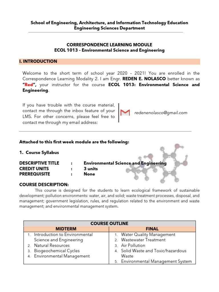 Week 1 Environmental Science and Engineering | PDF | Water | Aquifer