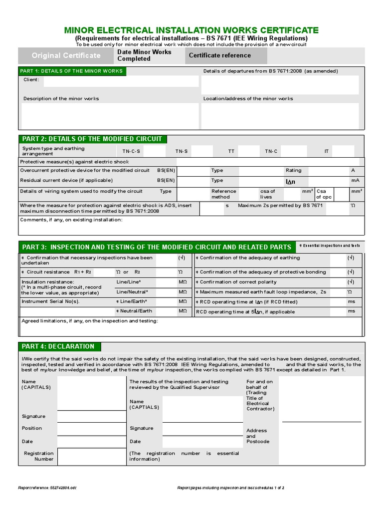 Certification of Minor Electrical Works: Ensuring Safety and Compliance ...