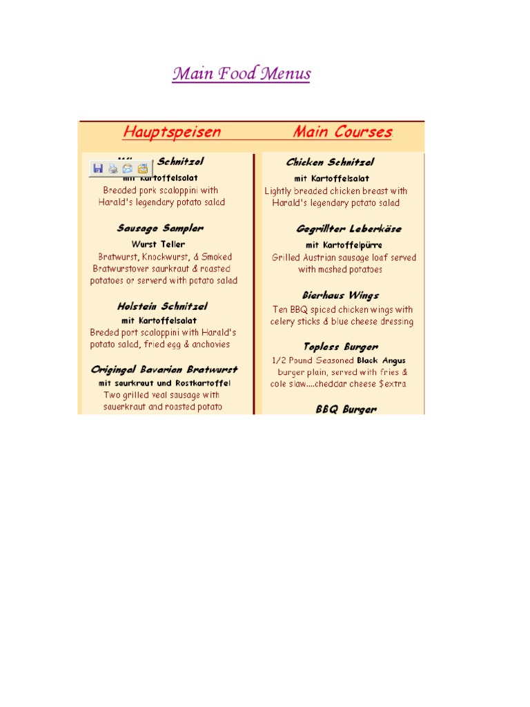 Comprehensive Main Food Menus Guide | PDF | Wellness
