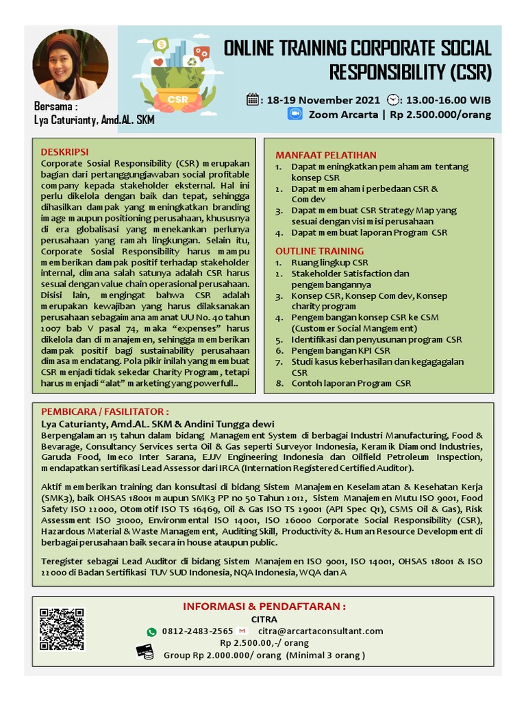 Brosur Training Corporate Social Responsibility (CSR) Nov | PDF | Bisnis
