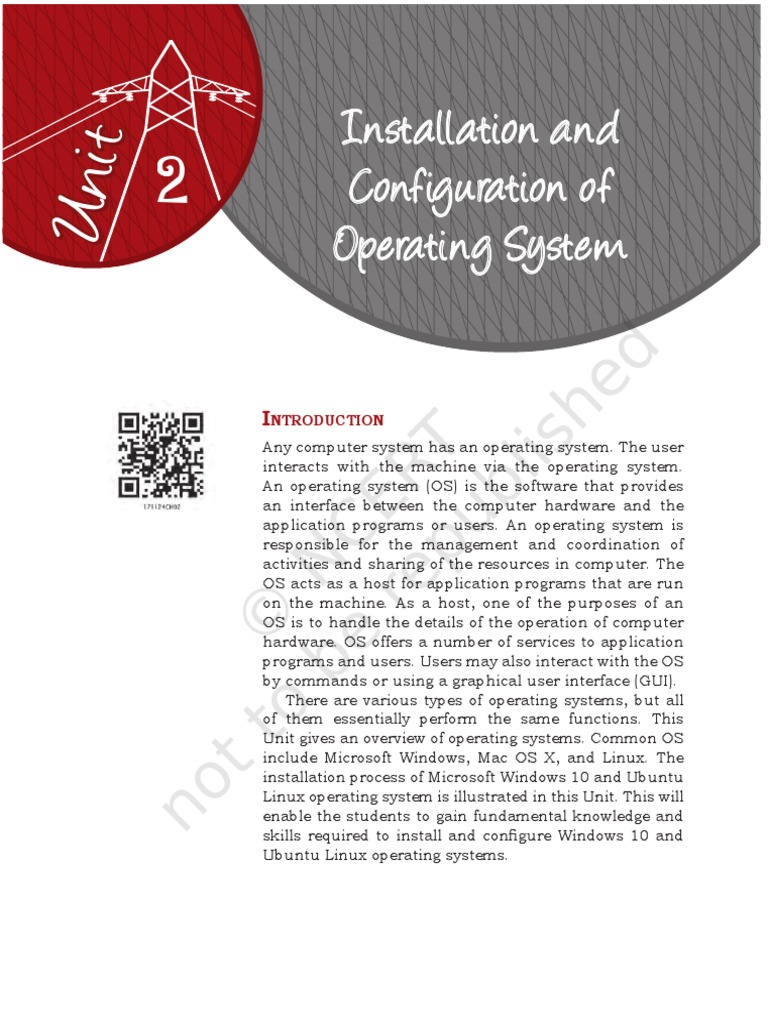 Unit Unit: Installation and Configuration of Operating System | PDF | Operating System | Booting