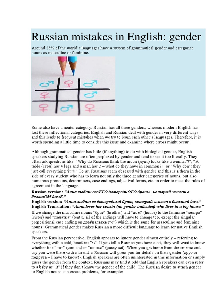 Understanding Russian Grammatical Gender | PDF | Grammatical Gender ...