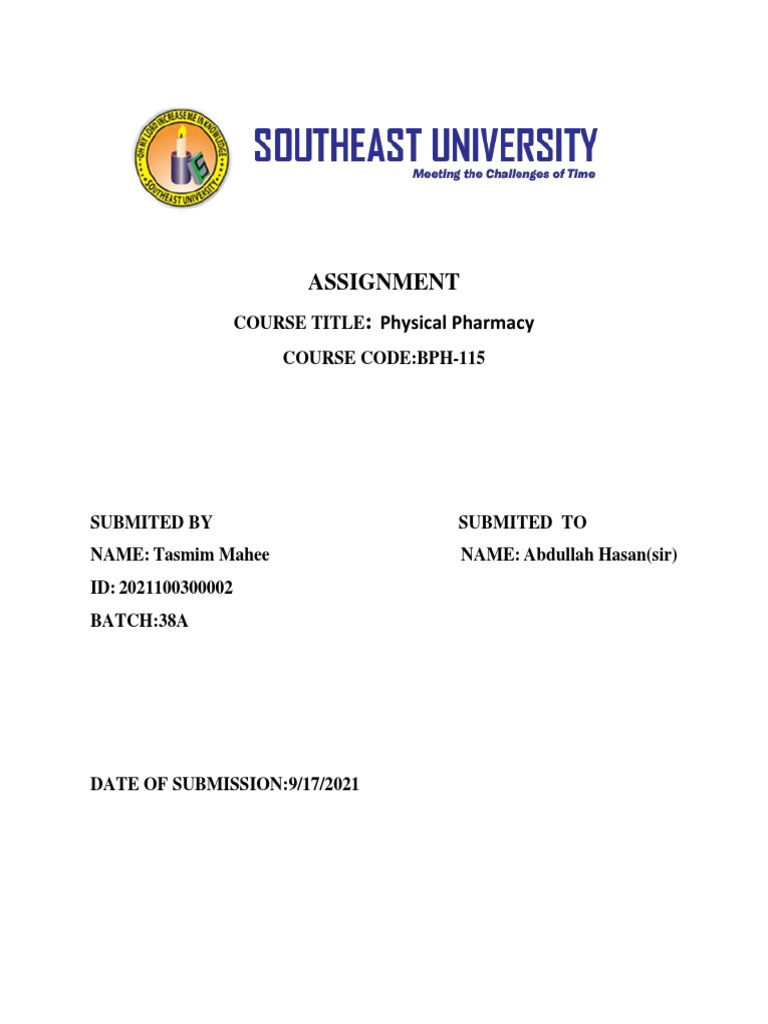 Assignment:: Course Title Course Code:Bph-115 | PDF | Dehydration ...
