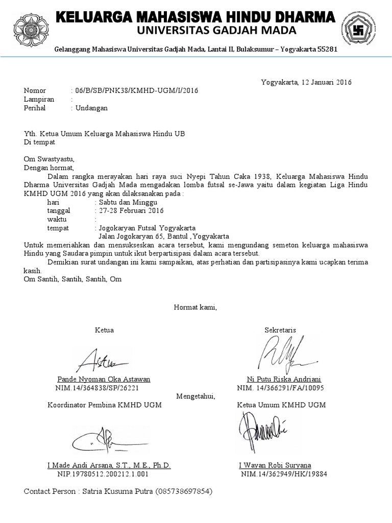 Contoh Surat Undangan Ke Universitas Lain | PDF