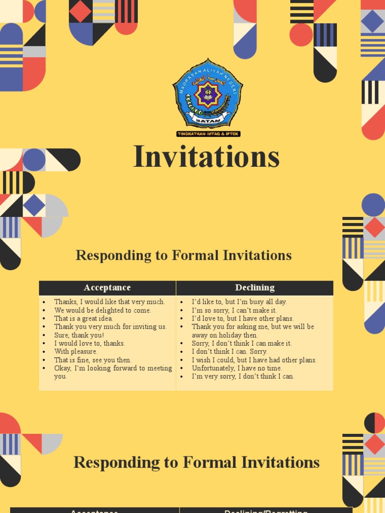 Formal Invitation Responses Guide | PDF