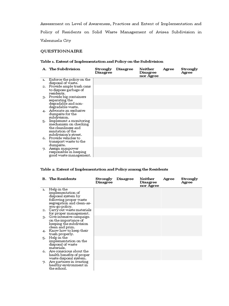 SWM Questionnaire (Team2) | PDF | Waste Management | Waste