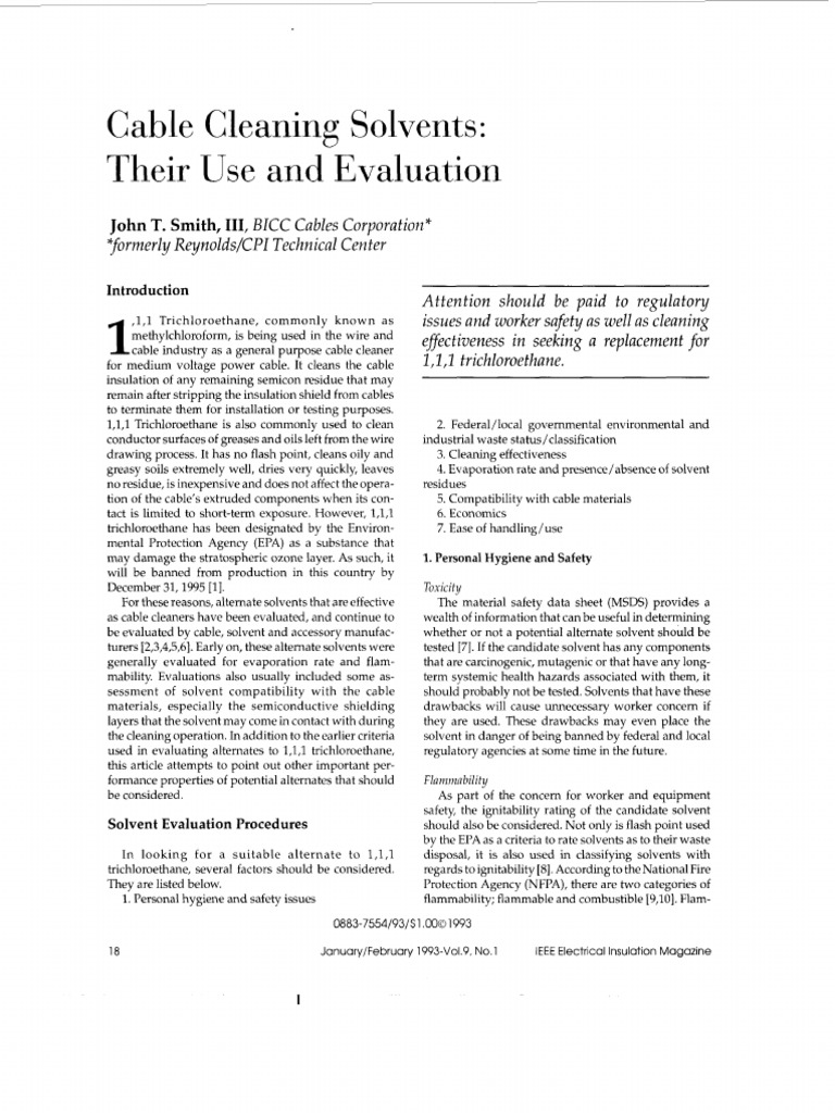 Cable_cleaning_solvents_their_use_and_evaluation | PDF | Solvent ...