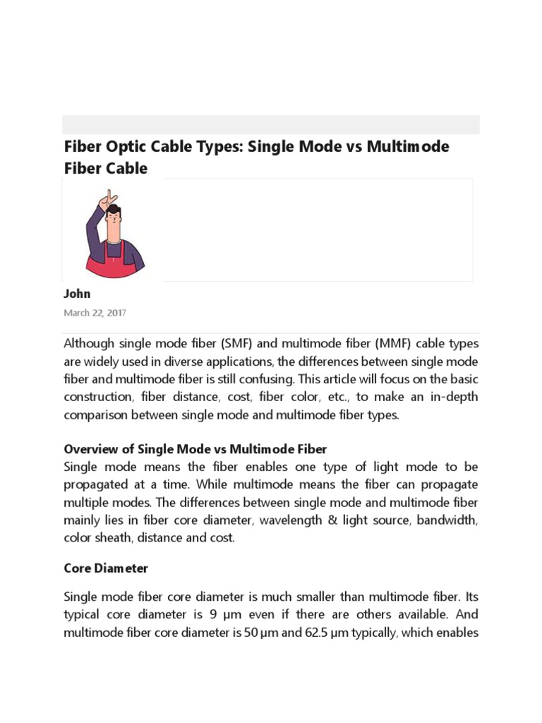 Fiber Optic Cable Types - Single Mode Vs Multimode Fiber Cable - FS ...