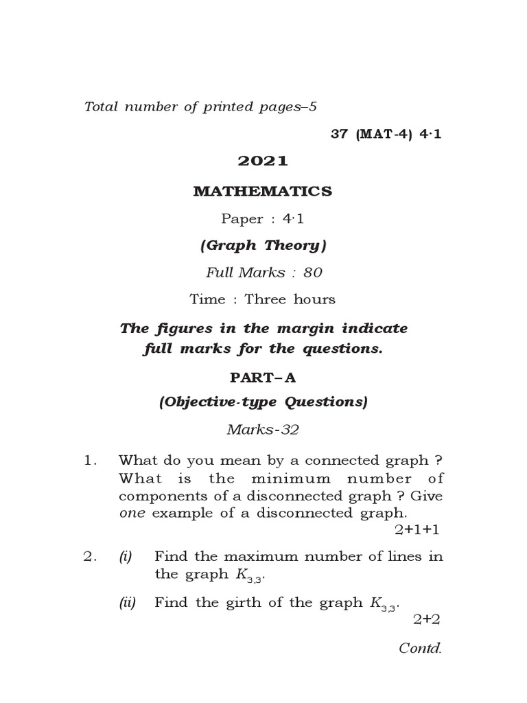 Paper: 4 1: 2021 Mathematics | PDF | Combinatorics | Discrete Mathematics