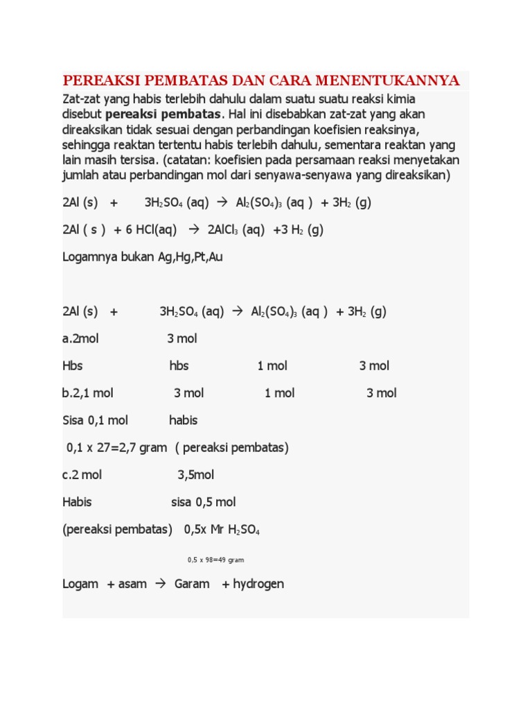 Pereaksi Pembatas | PDF