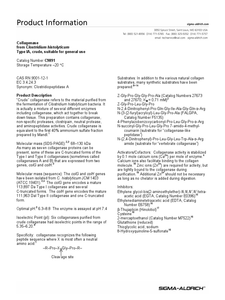 Collagenase From Clostridium Histolyticum Type IA, Crude, Suitable For ...