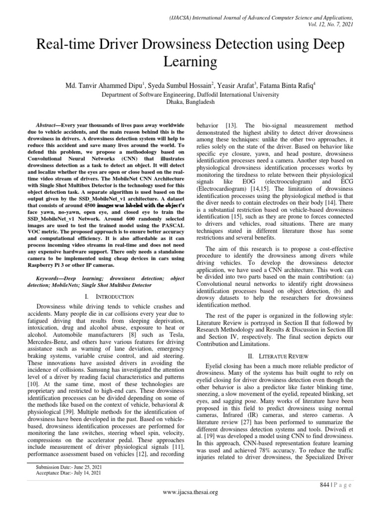 Real-Time Driver Drowsiness Detection Using Deep Learning | PDF | Computing