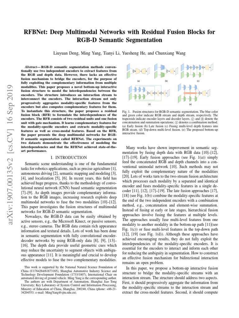 RFBNet: RGB-D Segmentation with RFBs | PDF | Image Segmentation | Data Compression