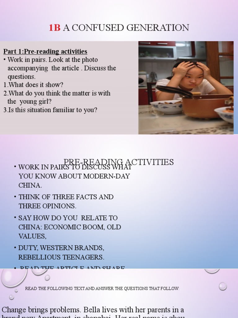 A Confused Generation: Part 1:pre-Reading Activities | PDF | Value ...