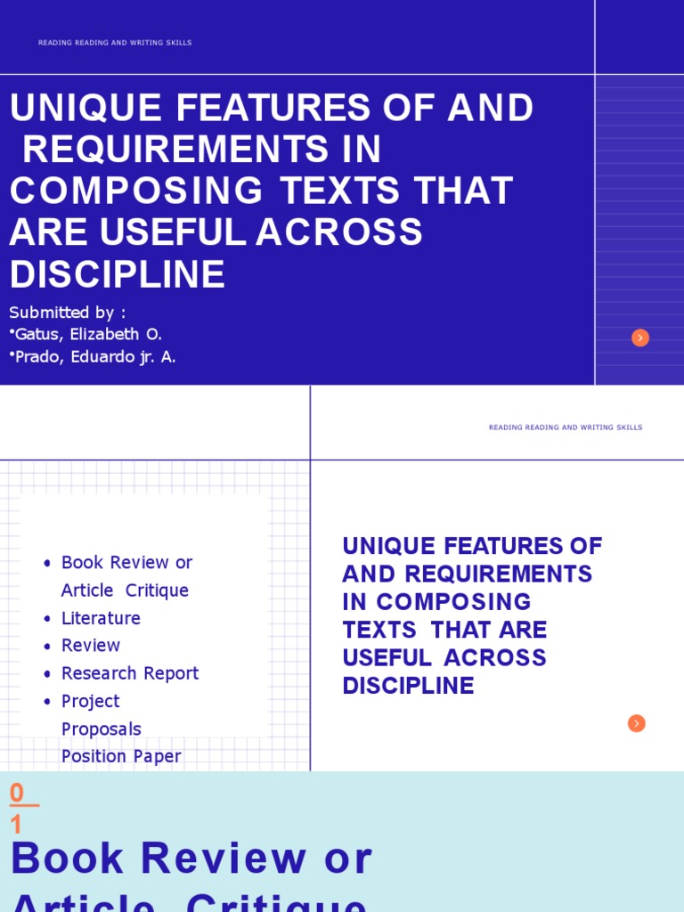 Unique Features of and Requirements in Composing Texts That Are Useful ...