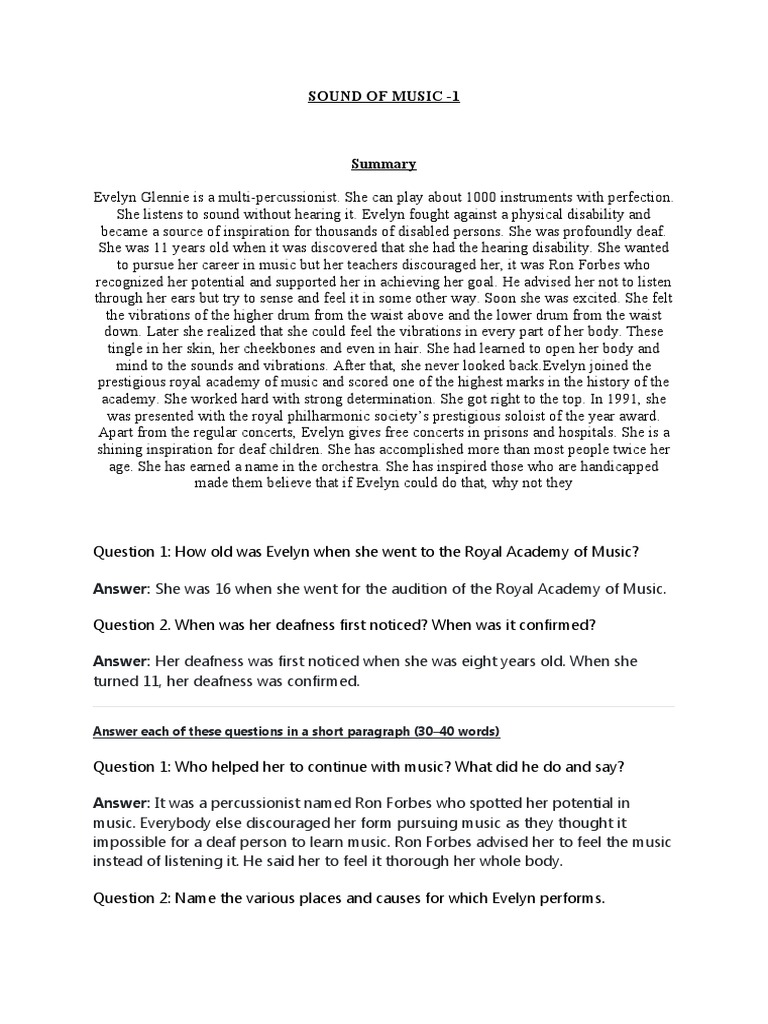 SOUND OF MUSIC PART 1 and 2 Notes | PDF