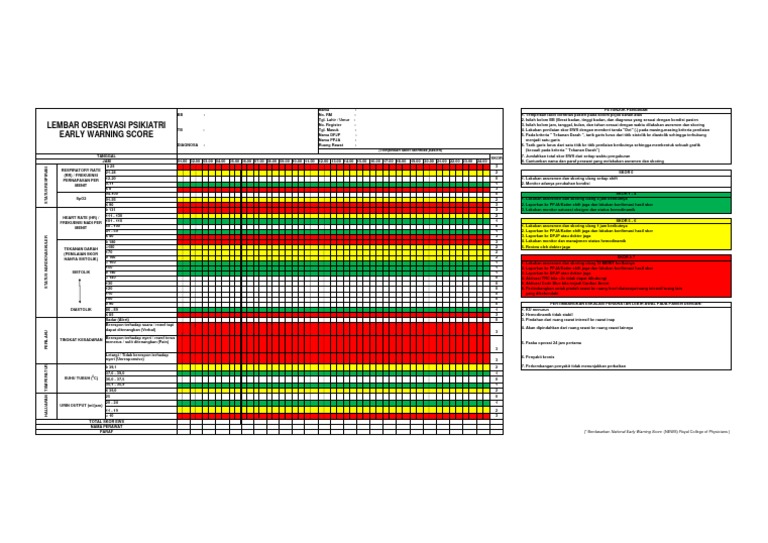 Lembar Observasi Psikiatri (Ews) Excel - Baru | PDF