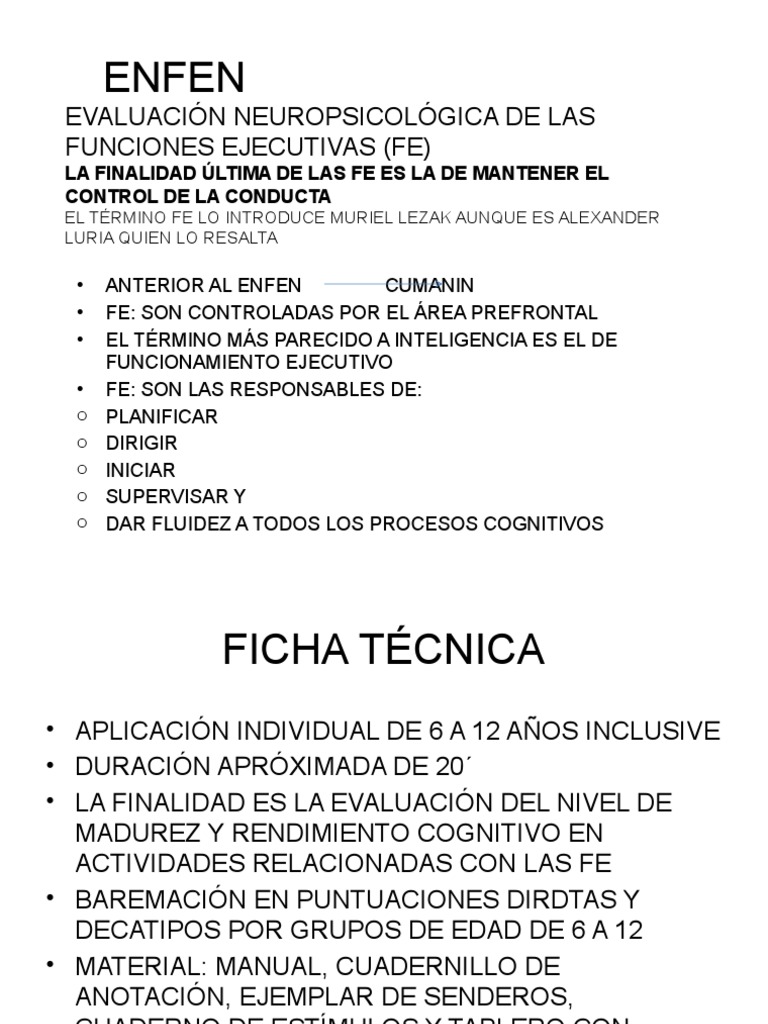 ENFEN | PDF | Desorden hiperactivo y deficit de atencion | Memoria