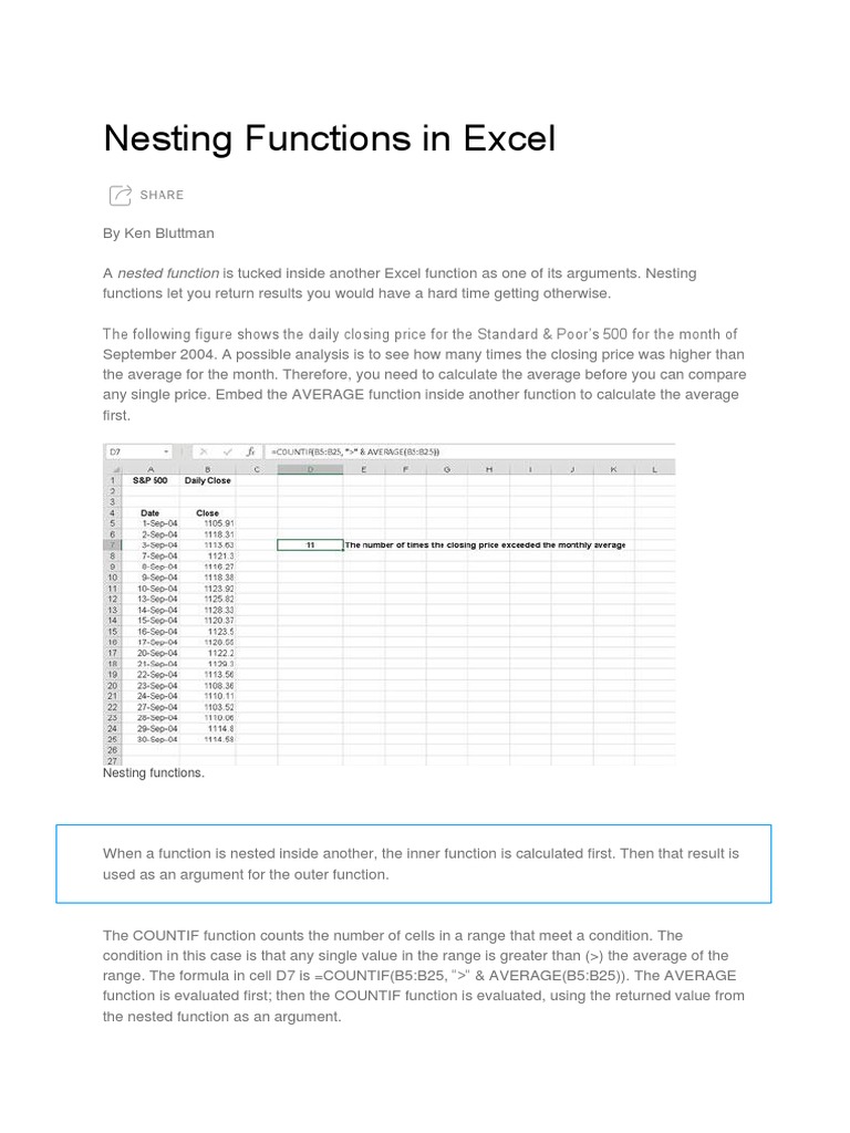 Excel Nested Functions Guide | PDF