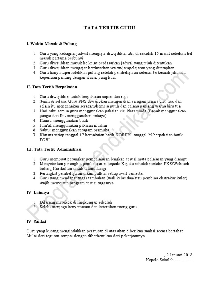Tata Tertib Guru | PDF | Karier & Perkembangan
