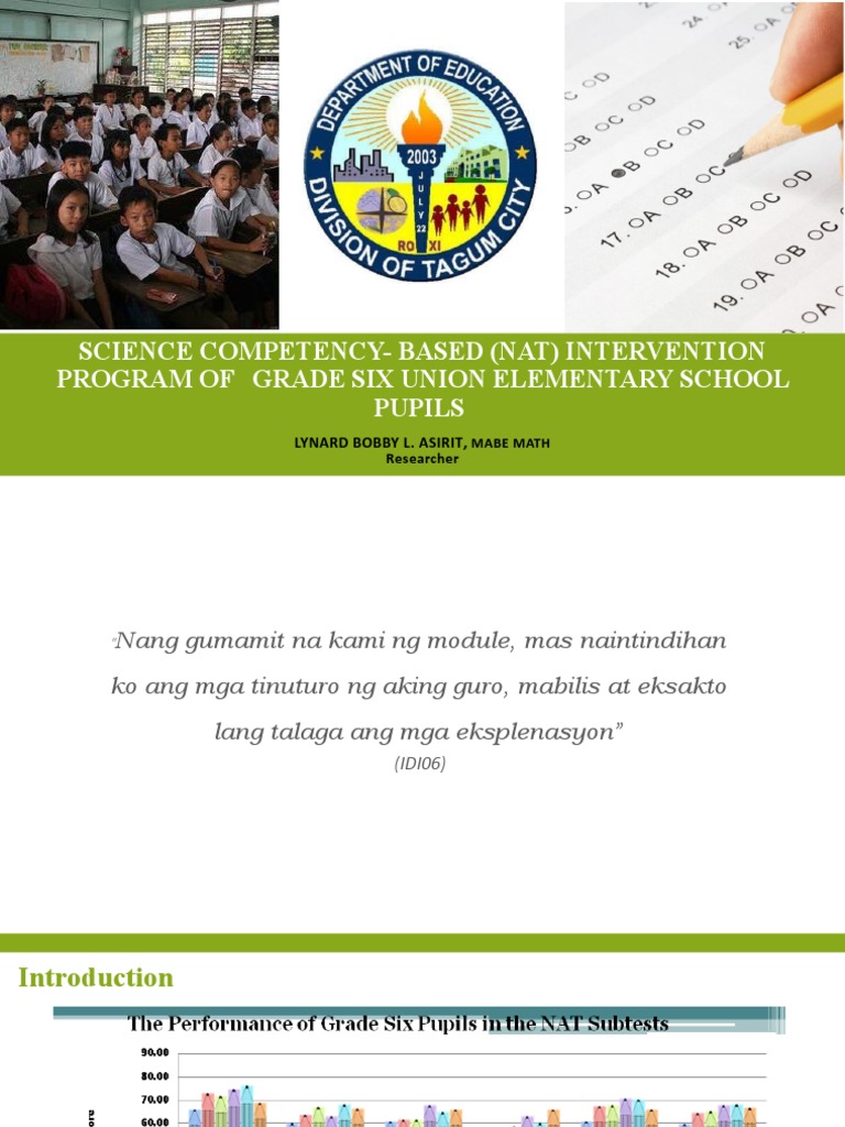 Science Competency-Based (Nat) Intervention Program of Grade Six Union ...