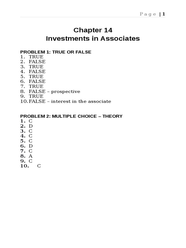 Investments in Associates: Journal Entries and Problems | PDF | Book ...