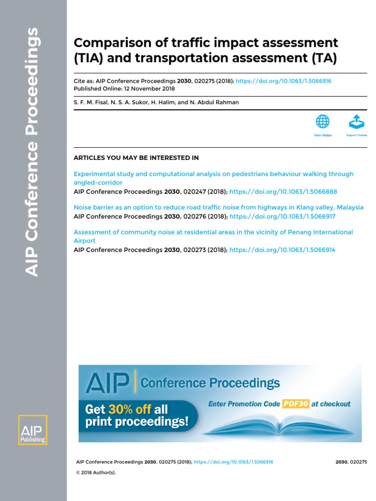 Comparison of Traffic Impact Assessment (TIA) and Transportation ...