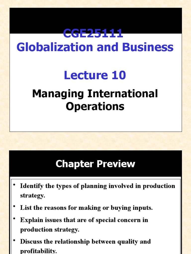 (L10) Managing International Operations | PDF | Strategic Management ...