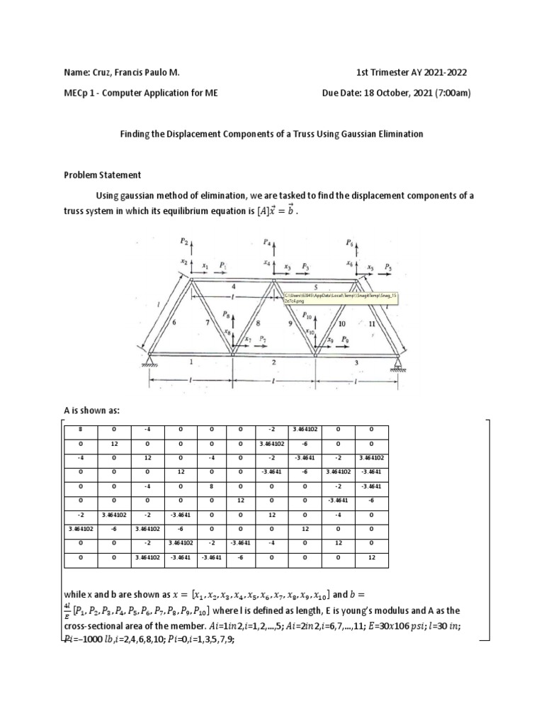 Assignment2 Cruz FrancisPaulo M MECP1 | PDF | Algebra | Algorithms And ...