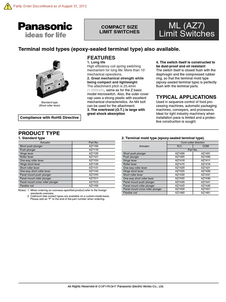 Panasonic - Photo Sensor | PDF | Switch | Alternating Current
