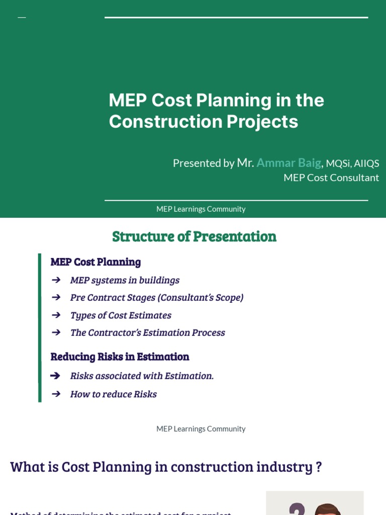 MEP Cost Planning in Construction | PDF | Design | Risk