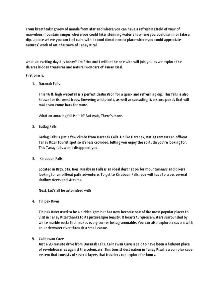 Actual Tour Guiding Script | PDF | Physical Geography