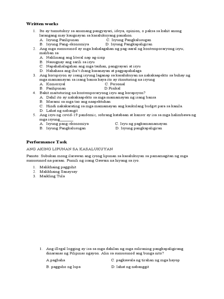 AP 10 Q1 Assessment 1 | PDF
