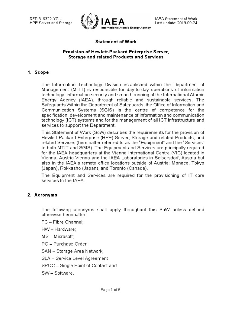 Statement of Work - HPE Server and Storage | PDF | Server (Computing ...