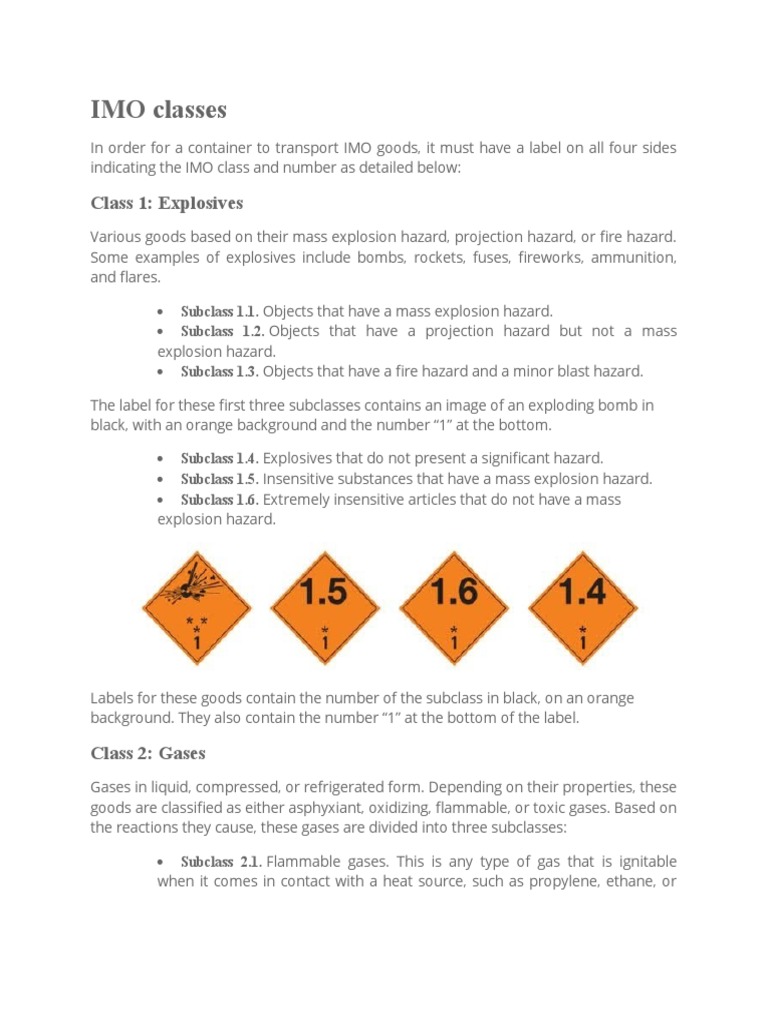 IMO Classes: Class 1: Explosives | PDF | Explosion | Radioactive Decay